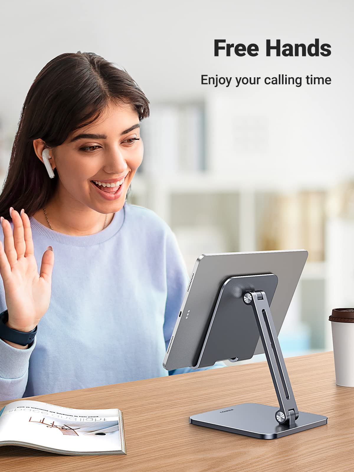 UGREEN Tablet Stand Compatible for iPad Desk Stand Holder Adjustable Aluminum Thicker Base Compatible with iPad Pro Air Mini 13 12.9 11 Inch Home Office Desk Accessories Grey