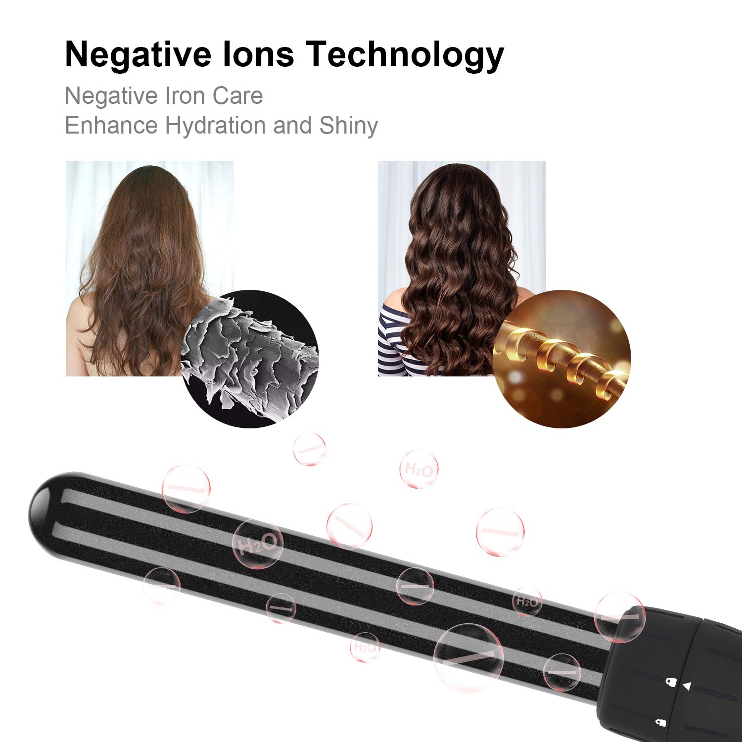 PARWIN PRO BEAUTY Curling Iron Set 7 in 1 Interchangeable Barrels Dual Voltage Hair Curler LCD Display Tourmaline Ceramic Curling Iron with Heat Resistant Glove, Black 7 Sizes - Standard