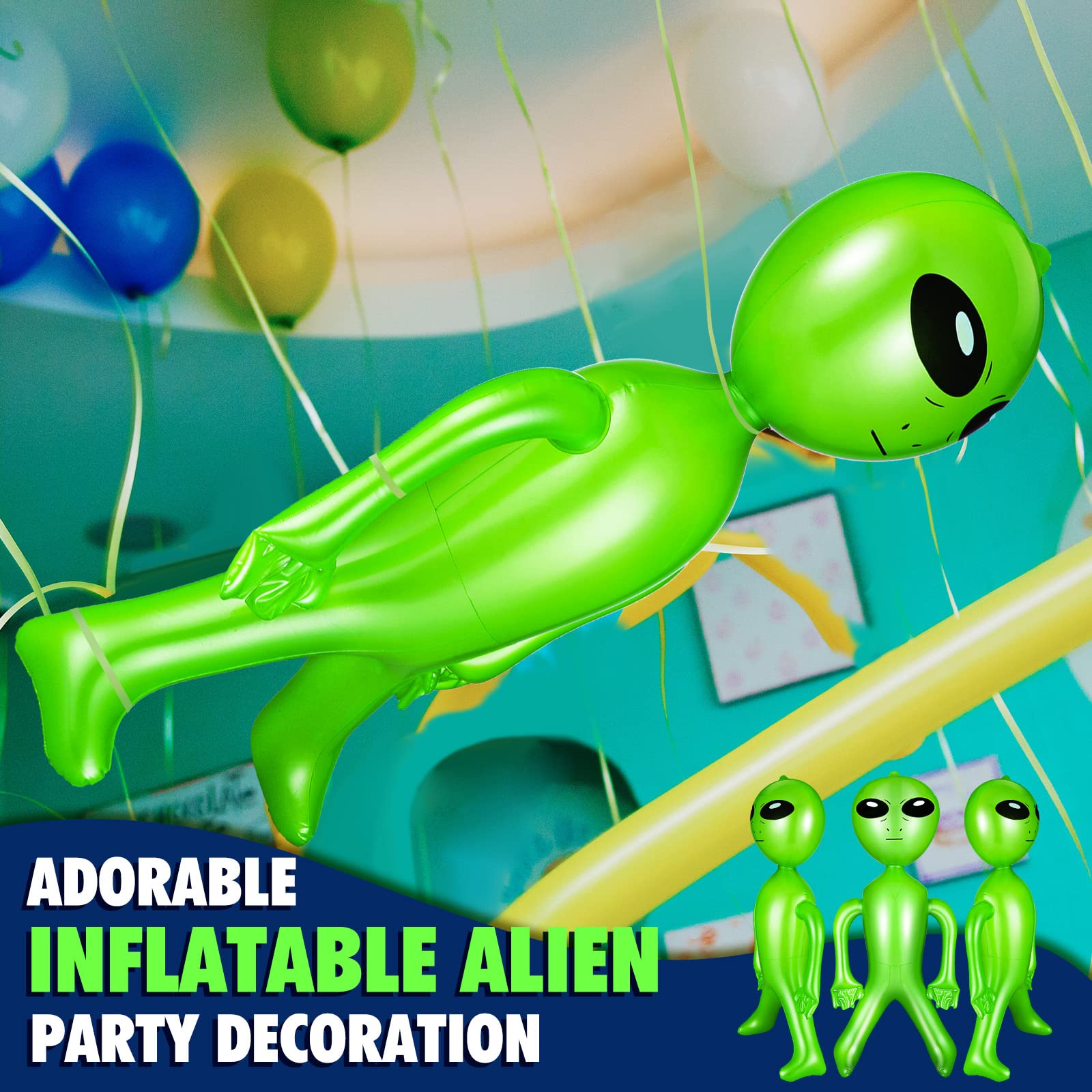 63 Inch Giant Inflatable Alien Blow Up Alien Green Alien Inflate Toy for Party Decorations, Birthday, Alien Theme Party Halloween, Easter, Christmas(1 Piece)