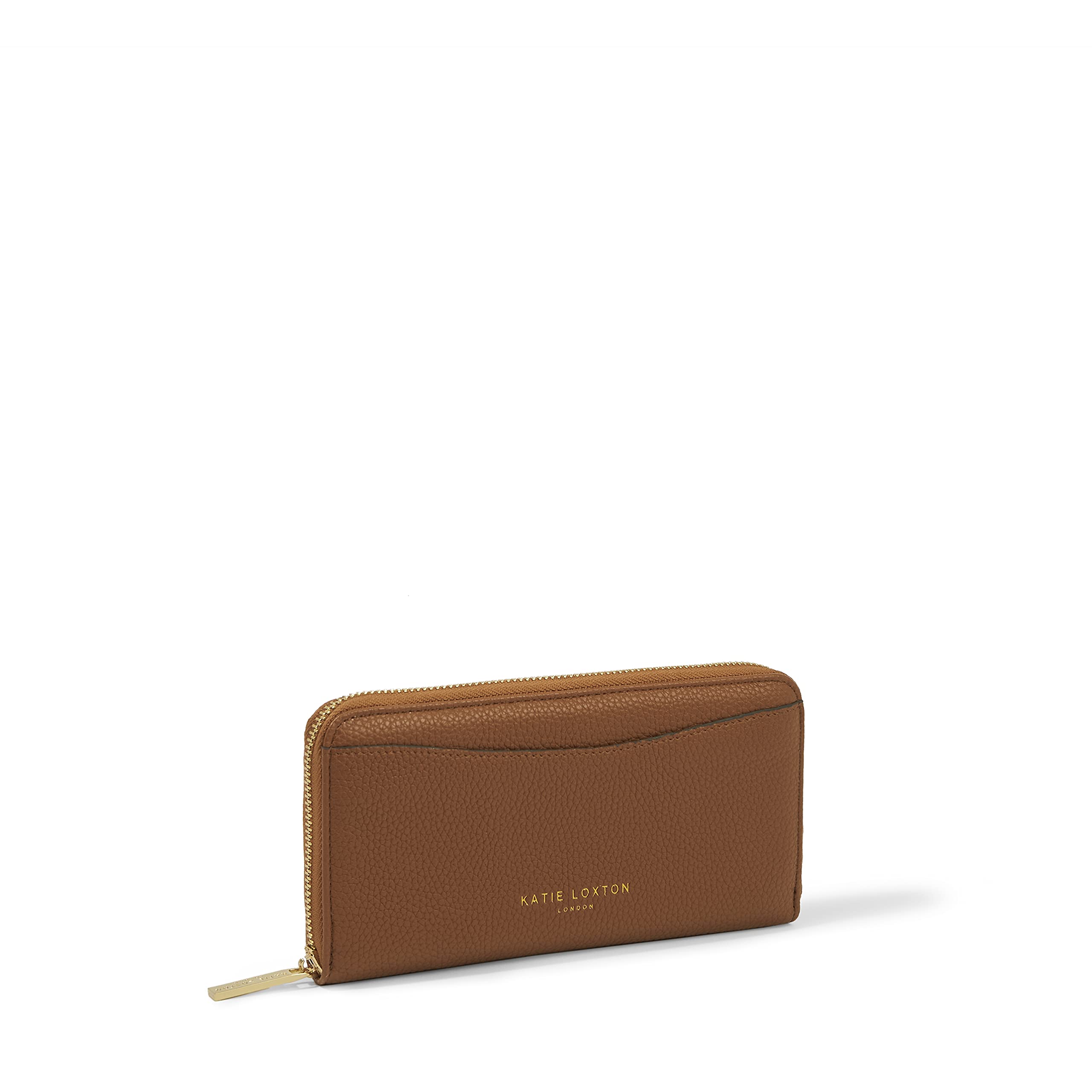 KATIE LOXTON Cara Womens Medium Vegan Leather Zippered Card Holder Wallet Cognac