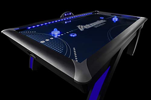 Atomic 90” Indiglo LED Light UP Arcade Air Powered Hockey Table - Includes Light Up Pucks and Pushers, Grey