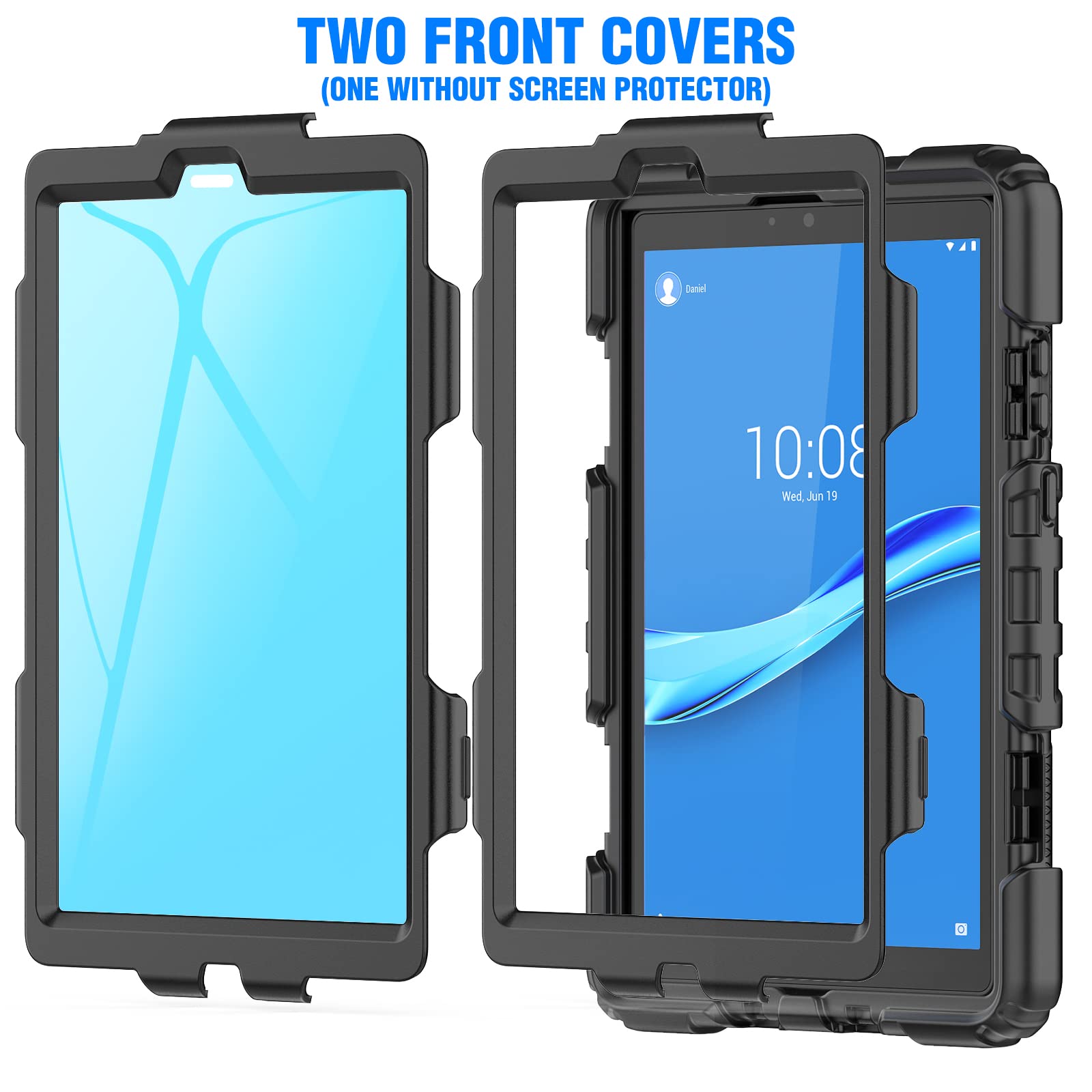 Timecity for Lenovo Tab M8 Case 8 inch Tablet 3rd/ 2nd, (for Lenovo TB-8505f/ TB-8505fs Case): with Strong Protection, Screen Protector, Hand Strap, Shoulder Strap, Rotating Stand - Black