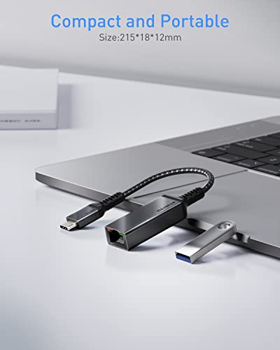 Maxonar USB C to Ethernet Adapter, USB C to RJ45 Thunderbolt 3/4 Type C to Ethernet LAN Network Adapter Compatible with iPad Air, iPad Pro, iMac, MacBook Air Pro (M1/M2), Dell XPS and More