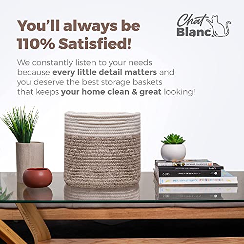 Cotton Rope Basket for Storage | 15"x10"x9" Set of 3 Large Storage Baskets for Organizing with Handles, works as Cloth Baskets, Blanket Basket, Big Woven Laundry Basket or Black Toy Bin like White Wicker Laundry Baskets