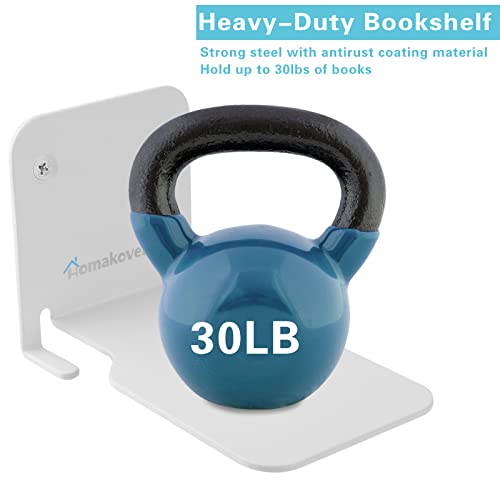 Invisible Floating Bookshelves Wall Mounted, Heavy-Duty Bookshelf Small Metal Shelves Storage Book Organizers, Floating Book Shelf Wall Ledge Shelves for Home Office Classroom Library (White, 8 Pack)