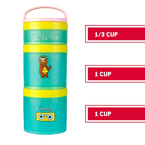 Whiskware Animal Stackable Snack Containers for Kids and Toddlers, 3 Stackable Snack Cups for School and Travel, Skating Unicorn