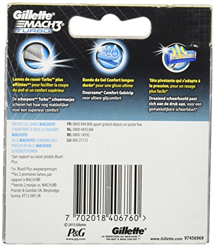 Gillette Mach3 Turbo Razor Blades for Men