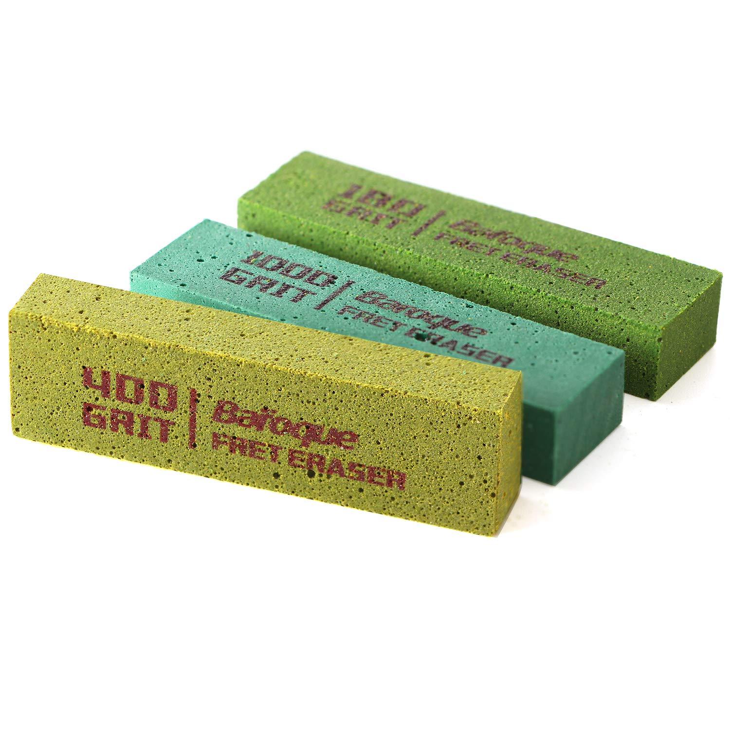 3pcs Fret Erasers Abrasive Rubber Blocks Guitar Fret Polishing Rubbers Set 180/400/1000 Grit