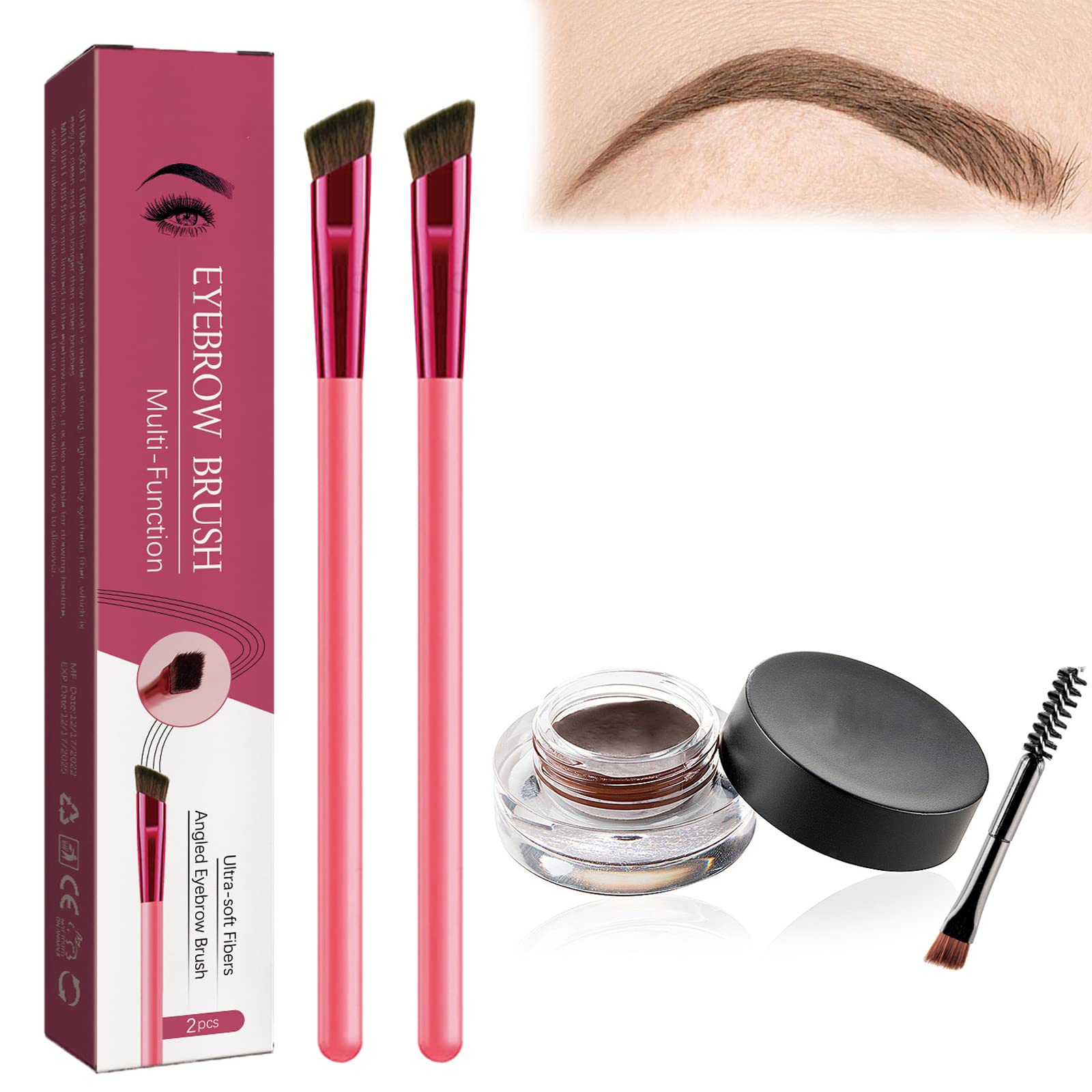 4D Hair Stroke Brow Stamp Brush, Eyebrow Hair Stroke Brush, Realistic Hair Stroke Eyebrow Brush (light brown)