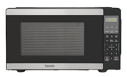 Countertop Microwave Oven, 0.9 cu. ft. Digital Microwave Oven with Turntable Push-Button Door, Child Safety Lock, Stainless Steel Microwave Oven,900 Watts