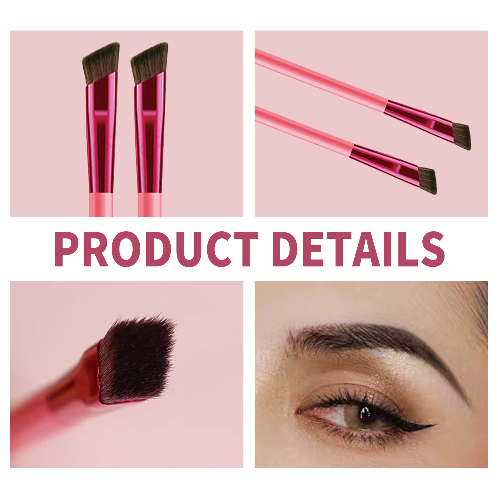 4D Hair Stroke Brow Stamp Brush, Eyebrow Hair Stroke Brush, Multifunction Ultra-thin Angled Realistic Eyebrow Brush for Powder, Cream, Gel and Wax (Light brown)