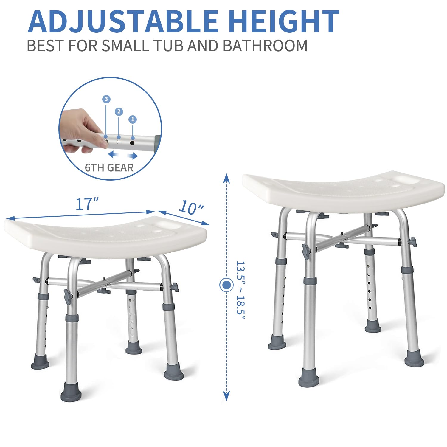 DEZOON Shower Chair for Elderly Shower Seat for Inside Shower Tool-Free Shower Stool Small with 5 Adjustable Heights Bathtub Chairs for Disabled,Seniors