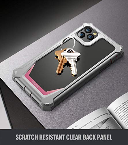 iPhone 11 Pro Max Case, Poetic Full-Body Hybrid Shockproof Ruggec Clear Bumper Cover, Built-in-Screen Protector, Guardian Series, Case for Apple iPhone 11 Pro Max (2019) 6.5 Inch, Pink/Clear