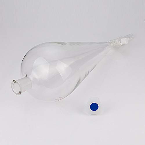 StonyLab Borosilicate Glass 2000 ml Heavy Wall Conical Separatory Funnel with 24/40 Joints and PTFE Stopcock, 2 L (2 Liter)