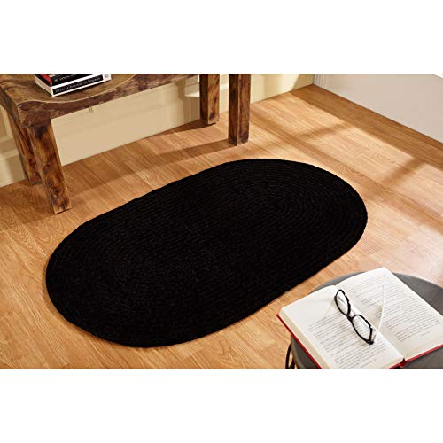 Better Trends Chenille Tweed Braid Collection is Durable and Stain Resistant Reversible Indoor Area Utility Rug 100% Polyester in Vibrant Colors, 22" x 40" Oval, Black & Gray