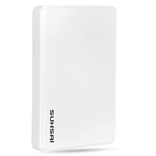 SUHSAI External Hard Drive USB 2.0 Hard Disk Storage and Backup Portable Hard Drive Memory Expansion - Ultra Slim 2.5 inch HDD Compatible with PC, MAC, Laptop, Desktop, Chormebook (250GB, White)