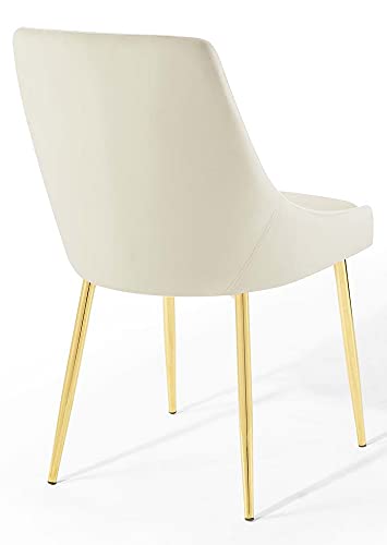 Modway Viscount Performance Velvet Dining Chairs - Set of 2, Gold Ivory