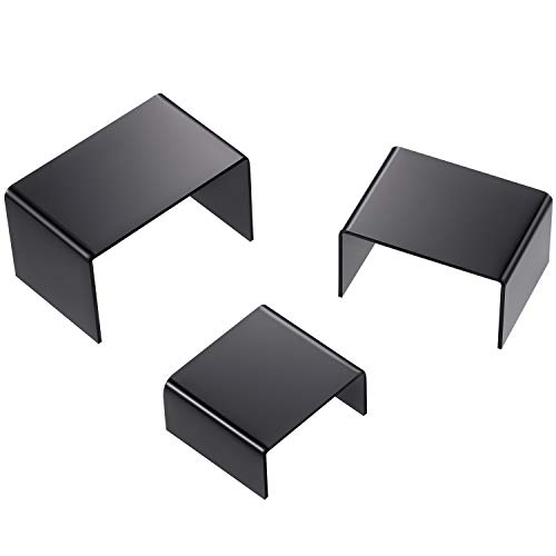 Chuangdi 2 Sets Acrylic Display Risers, Clear Product Stand, Jewelry Display Riser Shelf Showcase Fixtures for Dessert Cupcake Candy Treat Action Figure Display (Black,Medium Set)