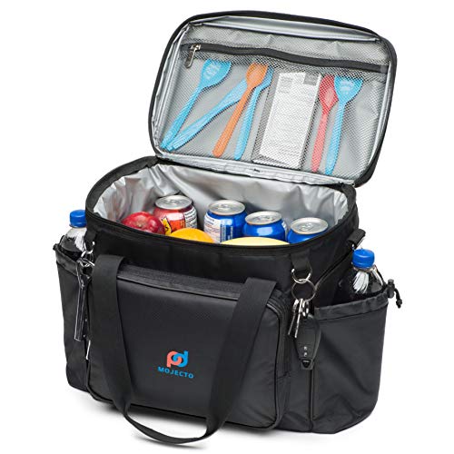 MOJECTO XX-Extra Large Tall Insulated Cooler Lunch Bag (XX-14x12.5x9 In). 1680D Heavy-Duty Polyester, High Density Insulation, Heat-Sealed Liner, Durable Zipper, Multiple Pockets, Metal Buckle.