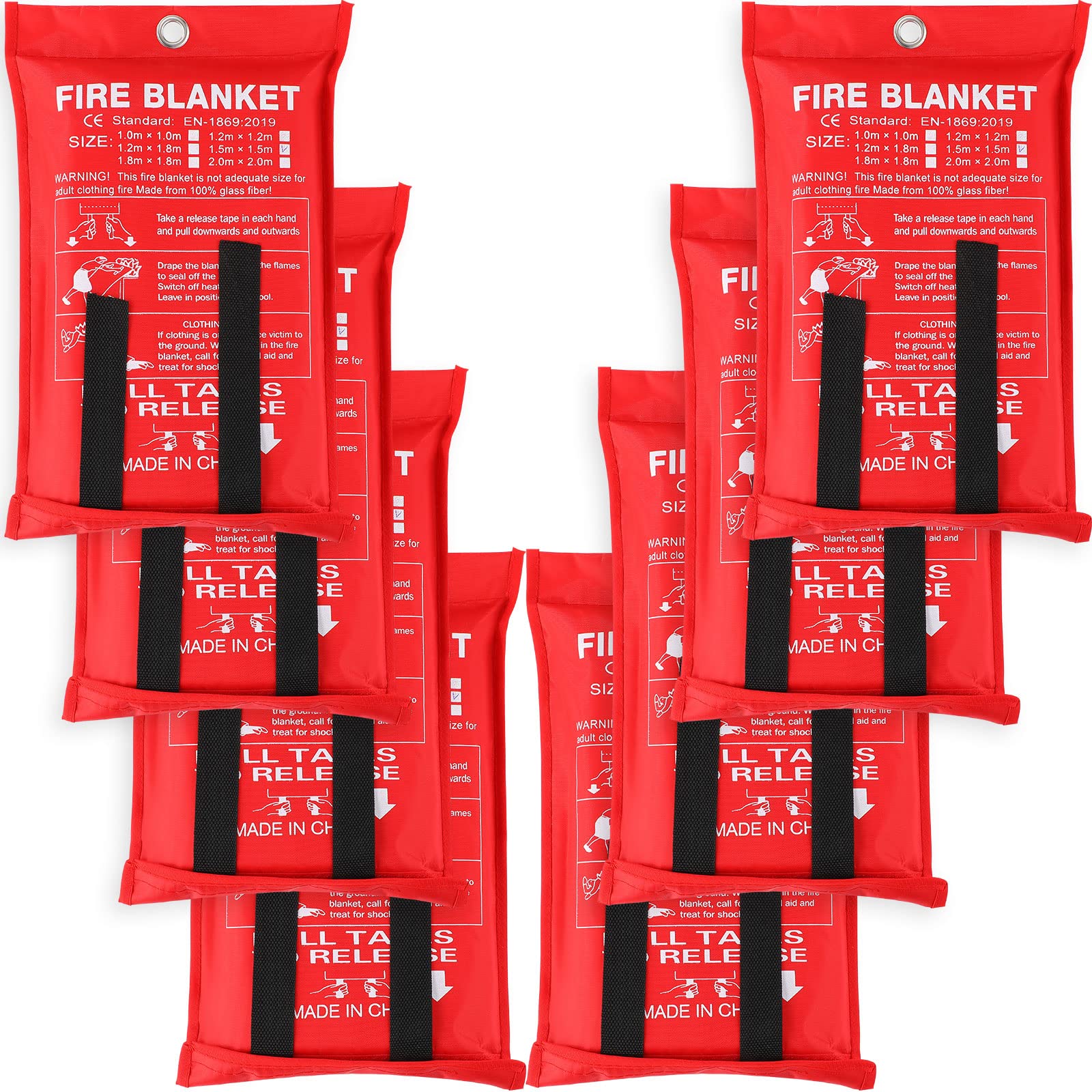 Jerify 4 Pack Fire Blanket for Home Emergency Fire Blanket 47 x 47 Inch Kitchen Fire Suppression Blanket Fiberglass Fire Blanket Flame Retardant Protection and Heat Insulation (Red)