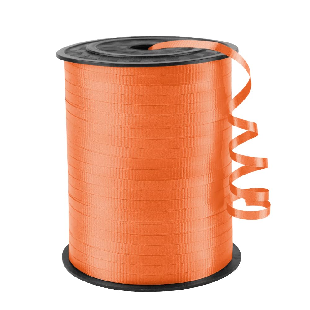 KMER LIFE Orange Crimped Curling Ribbon, 1/5" Wide x 500 Yards Christmas Curling Ribbons for Gift Wrapping, Party Decoration, Balloon String, Crafting, Balloon Ribbons for Florist Flower (1 Roll)
