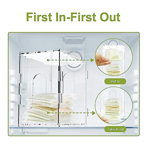 Breast Milk Storage Tower Freezer Storage Organizer, Clear Acrylic Feed Baby Breastmilk Storage Bags Containers for Fridge, Reusable Breastfeeding Accessories, Holds Up to 56 Oz Milkies