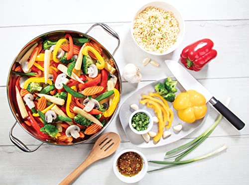Electric Skillet By Cucina Pro - 18/10 Stainless Steel Frying Pan with Tempered Glass Lid and Handles, 12" Round, Adjustable Temperature Control Knob, Portable and Includes Recipe Guide, Great Gift