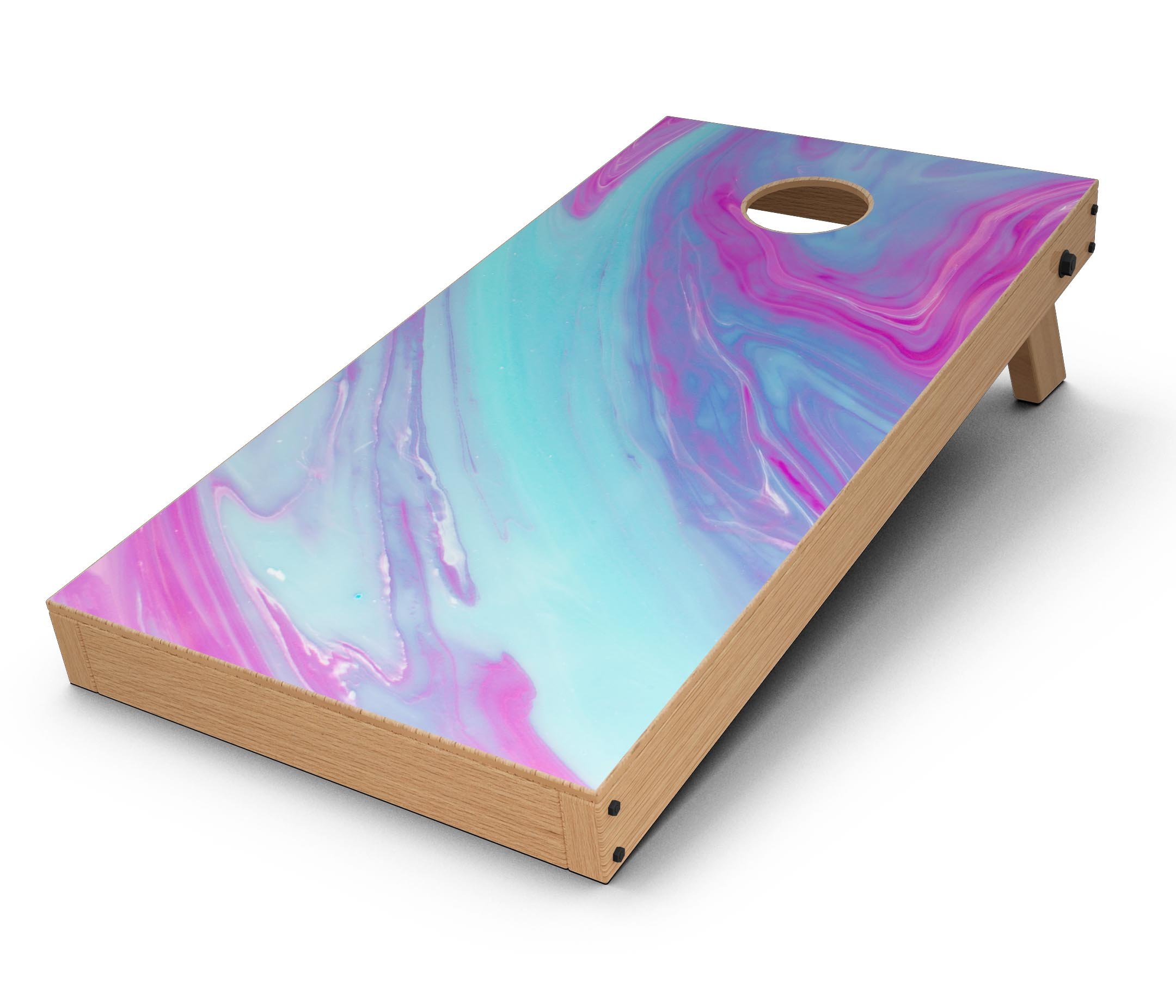 Design Skinz Marble Skin Set for Cornhole (Skin Only) - Marbleized Pink Ocean Blue v32
