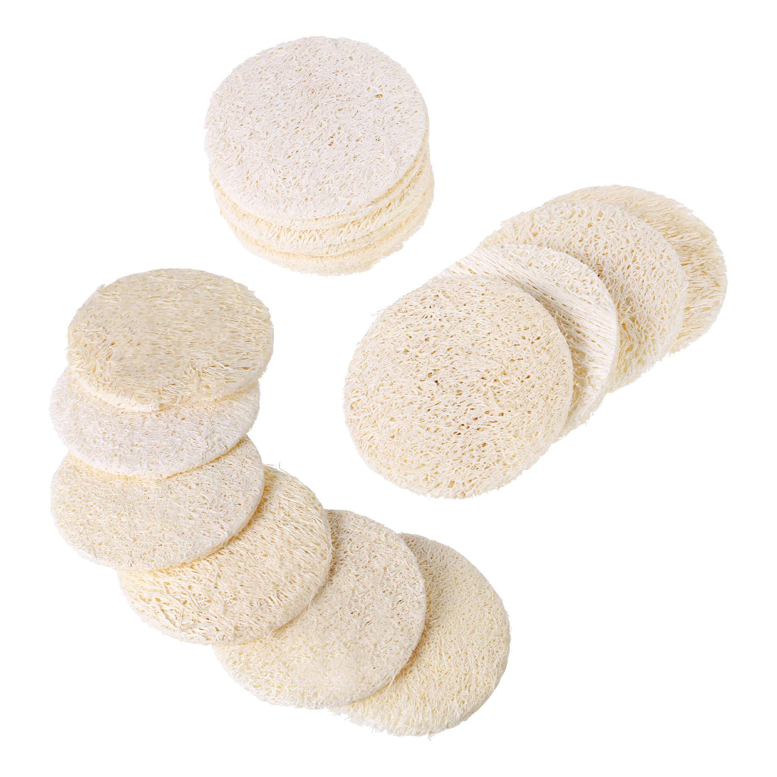 Frcolor 50 Pcs Loofah Face Pads Exfoliating Loofah Sponges Makeup Remover Reusable Soft Facial Skin Care Scrub Wash Pads
