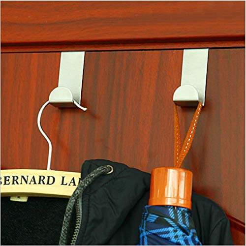 JCBIZ 2 Pack Over The Door Hooks Stainless Steel Seamless Nail-Free Bathroom Kitchen Z Shape Back Door Hook Rack Hanger Organizer Silver (Fit for Thickness: Less Than 1.8cm/4cm)