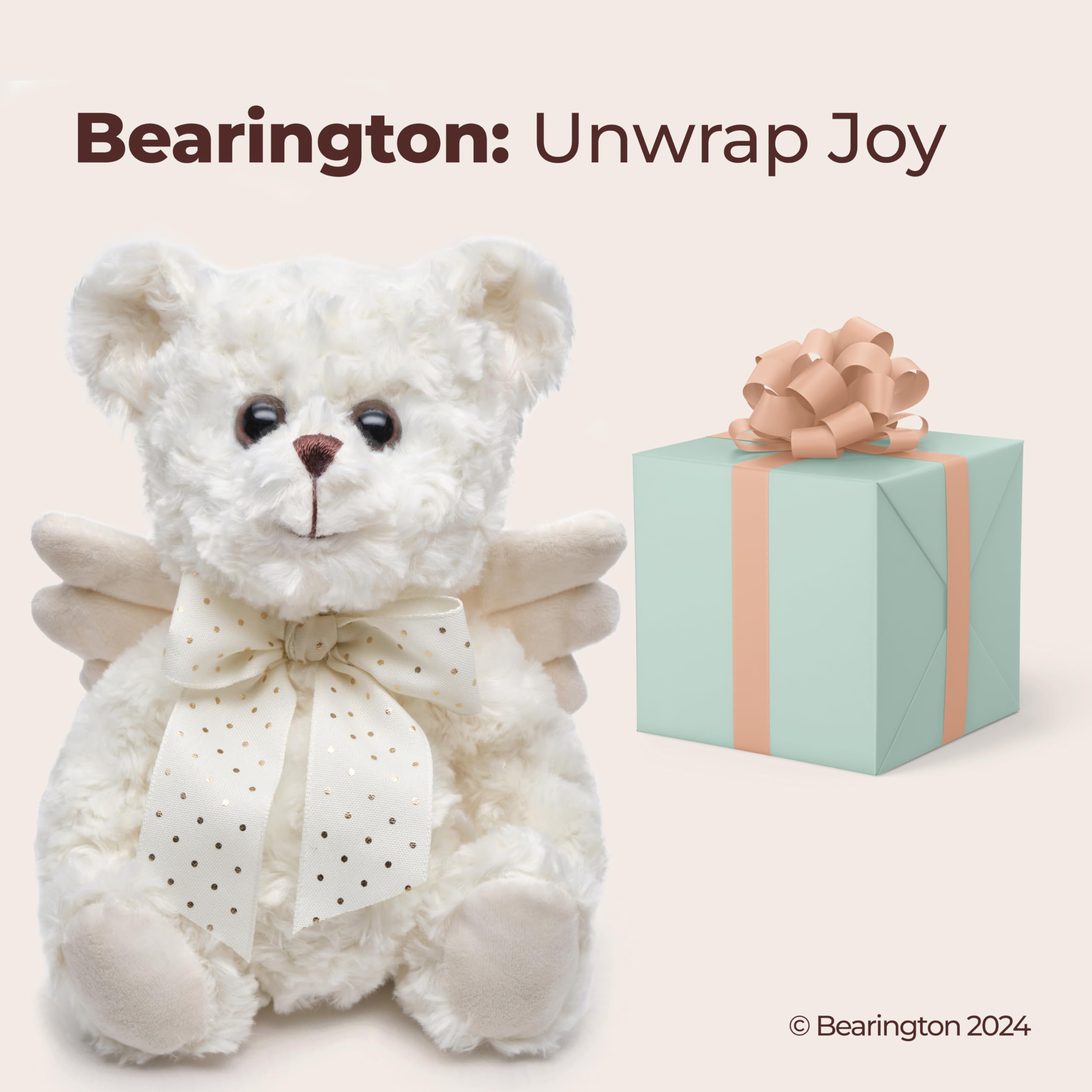 Bearington Peace, 12 Inch Teddy Bear Angel Stuffed Animal, Makes a Great Gift for Baptism, Birthday, Anniversary, or Holiday