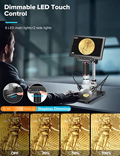 7-inch HDMI LCD Digital Microscope with Extension Tube and Guidebooks, (1200X 16MP 1080P), Microscope with Screen for Soldering & Coin Collection Included 32GB Card, Compatible with TV/Windows/Mac