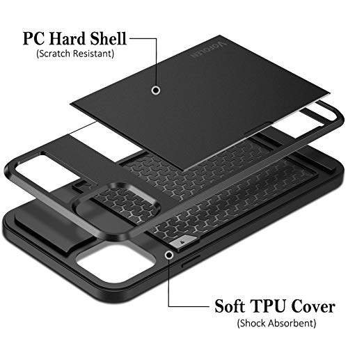 Vofolen Compatible with iPhone 12 Pro Case Wallet 5G Cover Credit Card Holder ID Slot Sliding Back Pocket Anti-Scratch Dual Layer Protective Compatible with iPhone 12 Pro 5G 6.1 inch Black