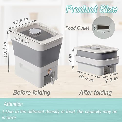 chuyouan Collapsible Dog Food Storage Container,Auto-Pet Food Container Foldable Cat Feed Storage Bin with Clear Lid Measuring Cups (25 LB)