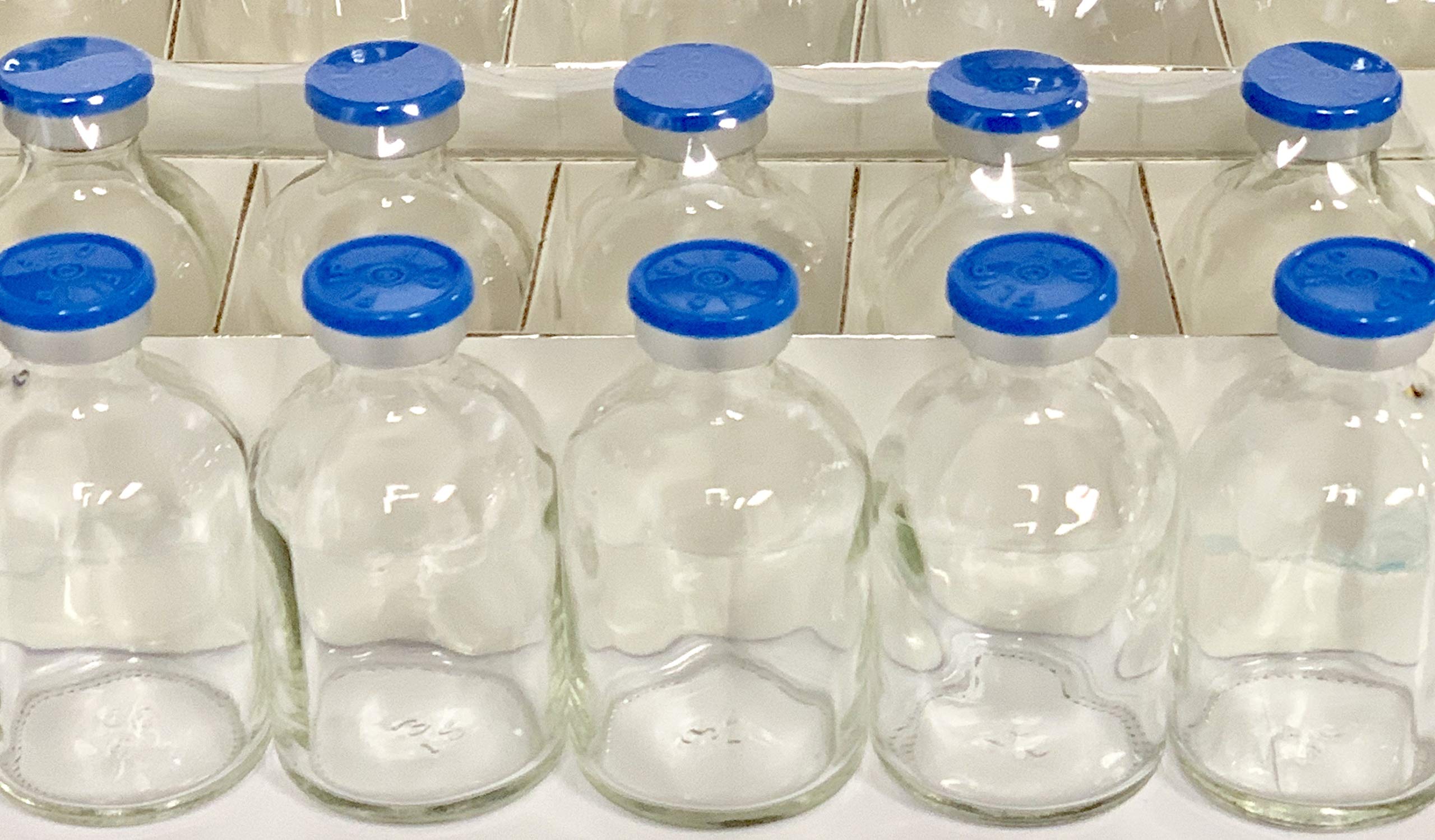 Jazz Labs 50ml Sterile Clear Vial 5pk Blue FC Durable Glass Made in USA