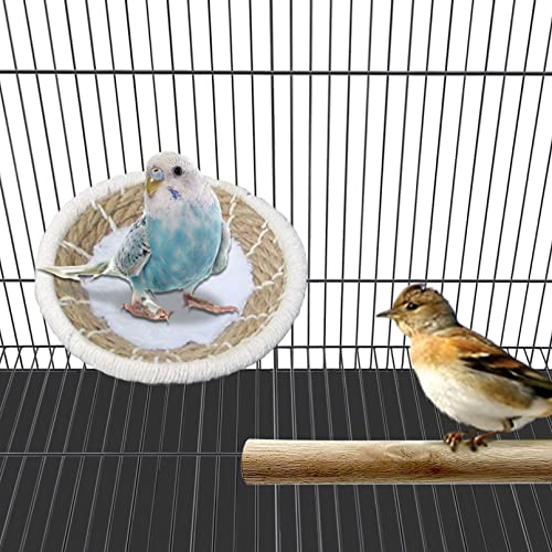 Bird Breeding Nest Parakeet Bed for Cage Parrot Hatch House Handmade Cotton Weave Hemp Rope Nesting with 3pcs Perchs for Budgie Cockatiel Conure Canary Finch Lovebird