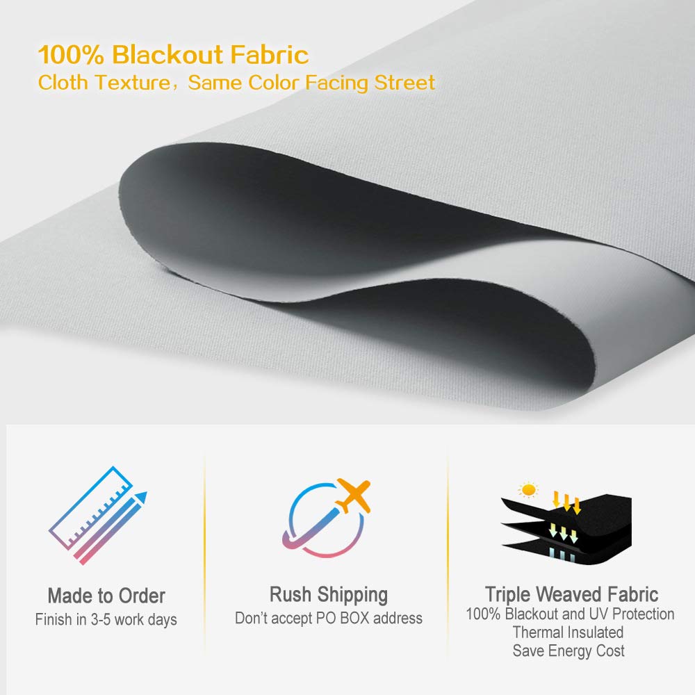 Blackout Cordless Window Roller Shades, Stone Custom Easy to Control Window Blinds with Spring Lifting System for Home, Windows, Doors, French Door
