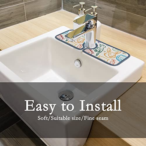 Absorbent Kitchen Faucet Mats 4 Pieces Colorful Pets Funny Faucet Sink Splash Guard Bathroom Counter and RV,Faucet Counter Sink Water Stains Preventer