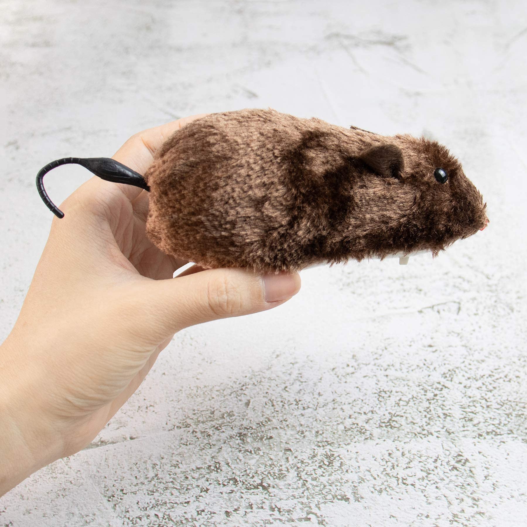 AUEAR, 4 Pack Wind Up Mouse Racing Mini Jumping Rat Plush Mice Realistic Looking Pet with Twirling Tail