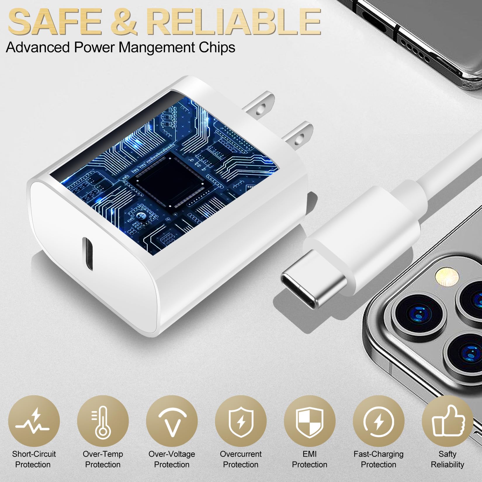 ULTRAPROLINK 3Pack 10FT iPhone Charger, Fast Charging USB C to Lightning Cable, Compatible with iPhone 14/13/12/11/XS/XR/iPad Pro/Air and More