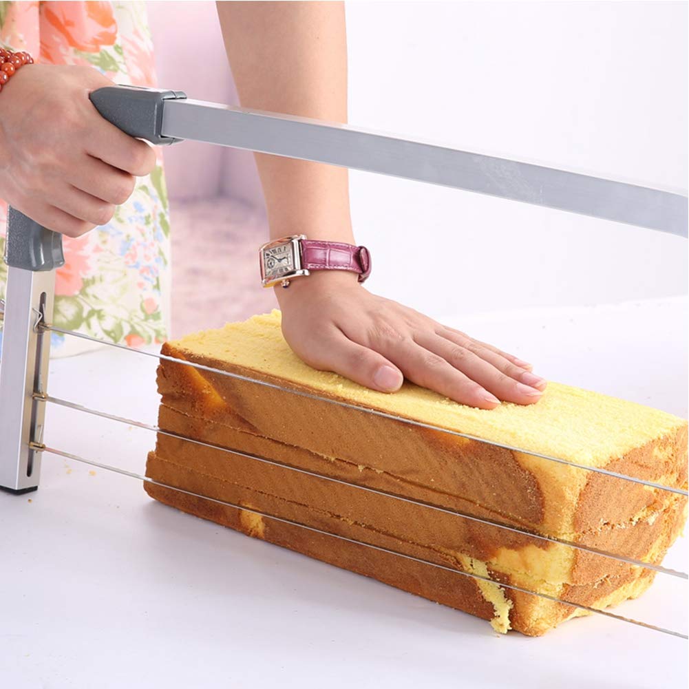 Adjustable Cake Leveler, Professional Layer Cake Slicer Cutter with 3 Stainless Steel Blades Baking Accessories for Bread Loaf Cake