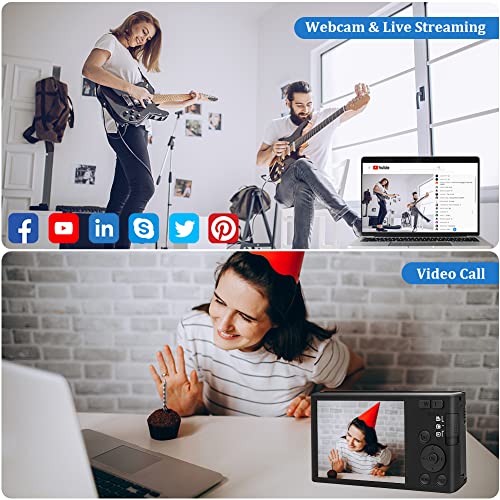 4K 48MP Kids Camera 2.8’’ Screen 16X for Digital Camera 32GB Micro SD Card and 2 Batteries Convenient and Easy to Operate Digital Camera Black