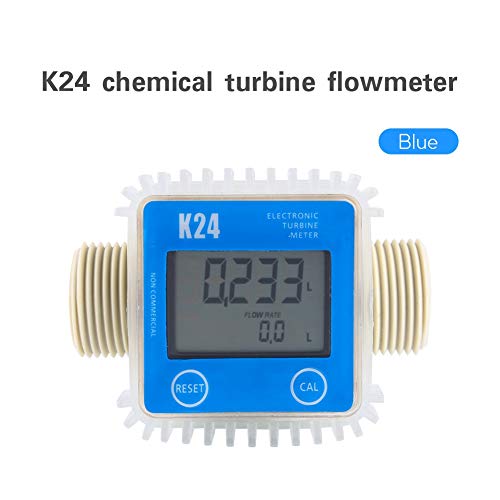 Fuel Meter K24 Turbine Digital Fuel Flowmeter with LCD Display for Chemicals Liquid Water Blue