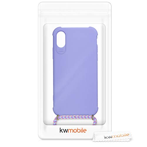 kwmobile Crossbody Case Compatible with Apple iPhone X Case - TPU Silicone Cover with Strap - Lavender
