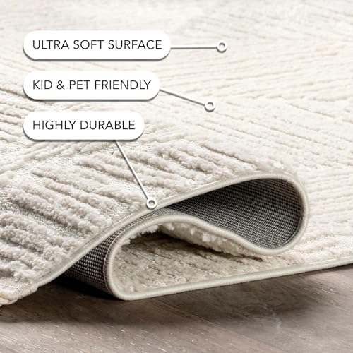 nuLOOM Kerry Geometric 3x5 Accent Rug for Living Room Bedroom Dining Room Entryway, Cream