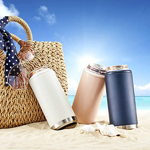 Maars Skinny Can Cooler for Slim Beer & Hard Seltzer | Stainless Steel 12oz, Double Wall Vacuum Insulated Drink Holder - Glitter Blush