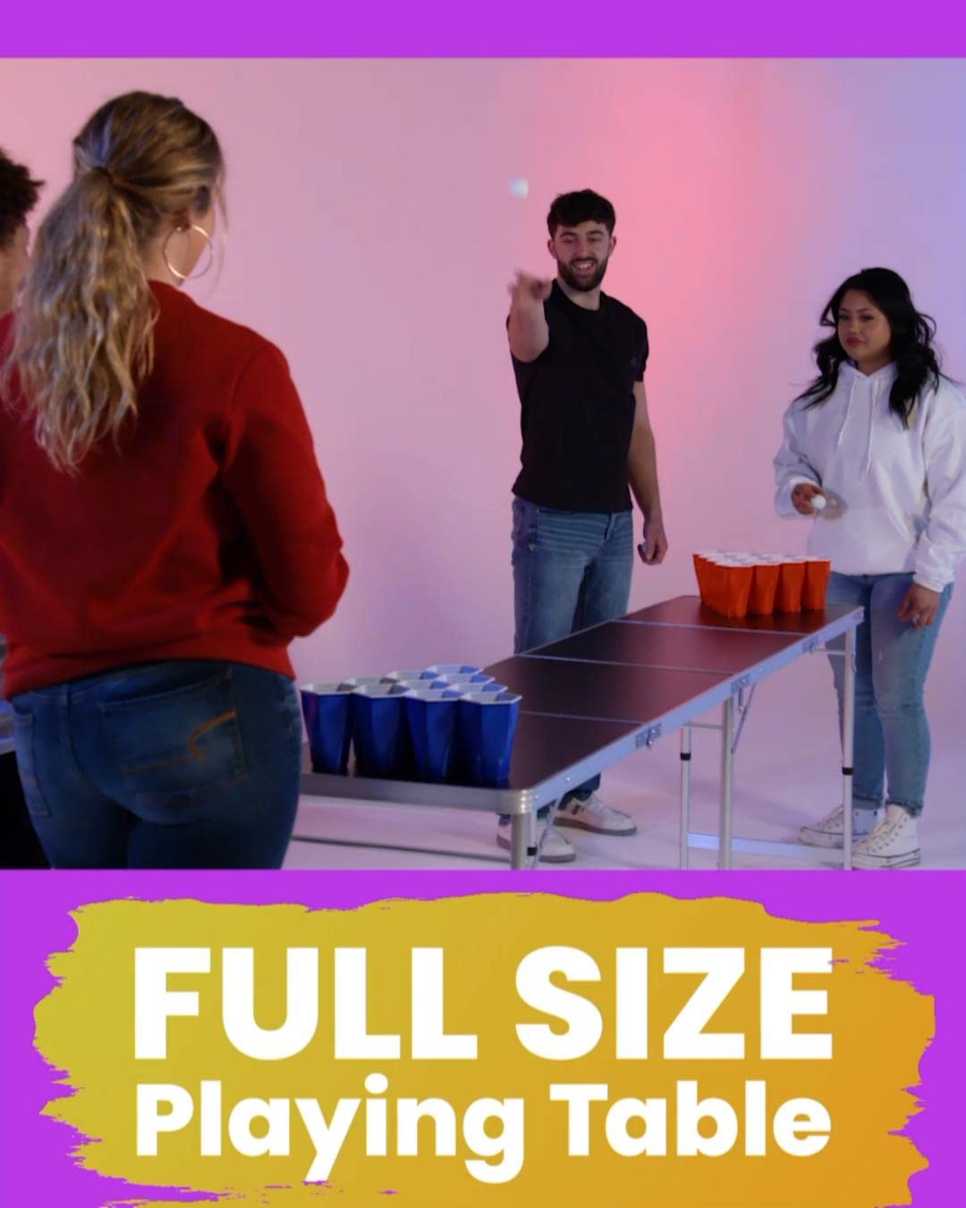 8-Foot Professional Beer Pong Table w/Cup Holes - Indiana Basketball Court