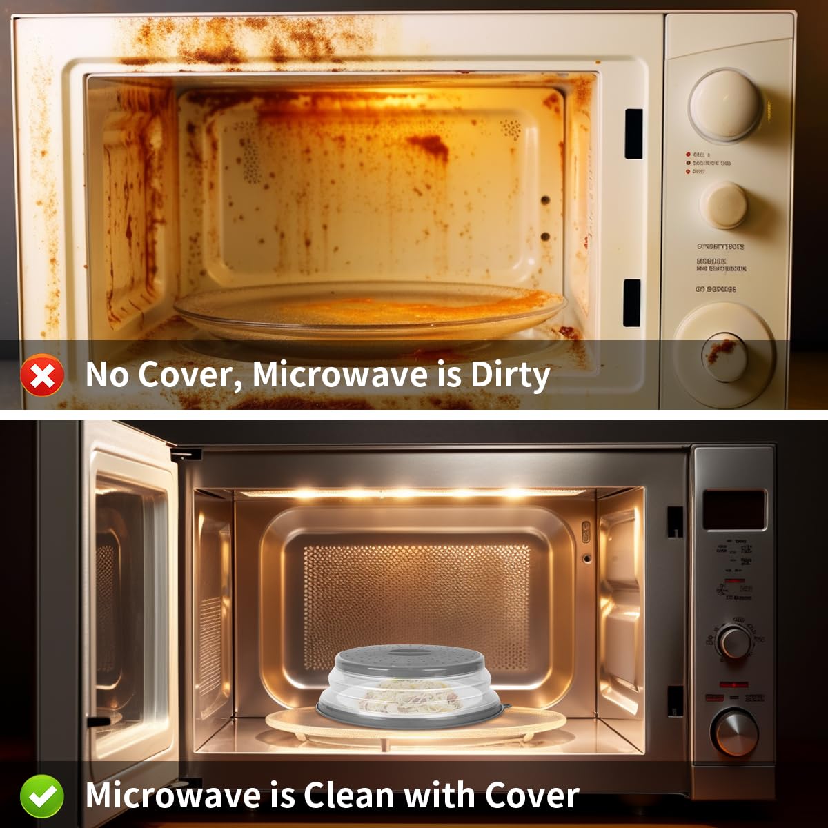 ALXBSONE Microwave Cover for Food, Splatter Guard Cover for Microwave, Plate Dish Lid for Microwave Oven Medium(Grey)