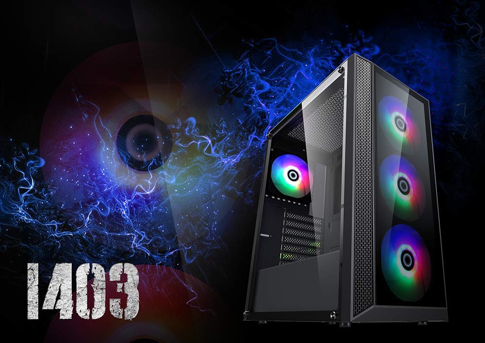 Raidmax ATX Desktop Computer Gaming PC Case Mid Tower PC Case with addressable RGB x3 ARGB Fans ATX PC Case USB 3.0 Tempered Glass PC Case Mesh Window Computer Case with 3 ARGB LED Black PC Case -i403