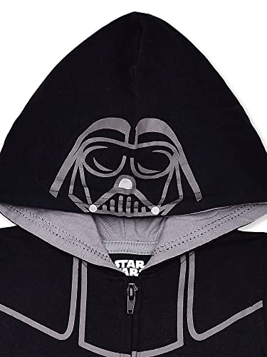 STAR WARS Baby Boys Darth Vader or Grogu Hooded Zip Up Long Sleeve Romper for Newborn and Infant – Black or Yellow